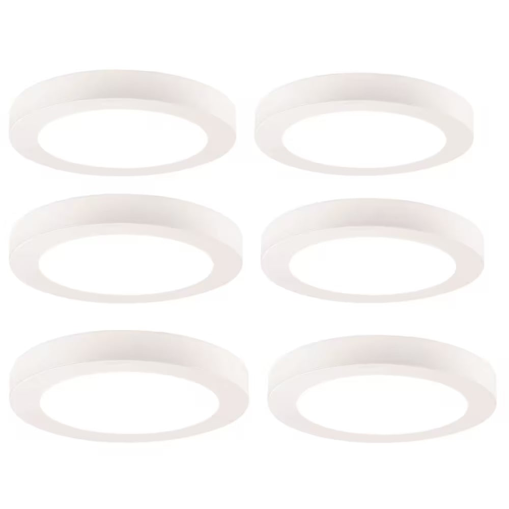 11-inch LED 3000K Flush Mount Ceiling Light in Matte White (6-Pack ...
