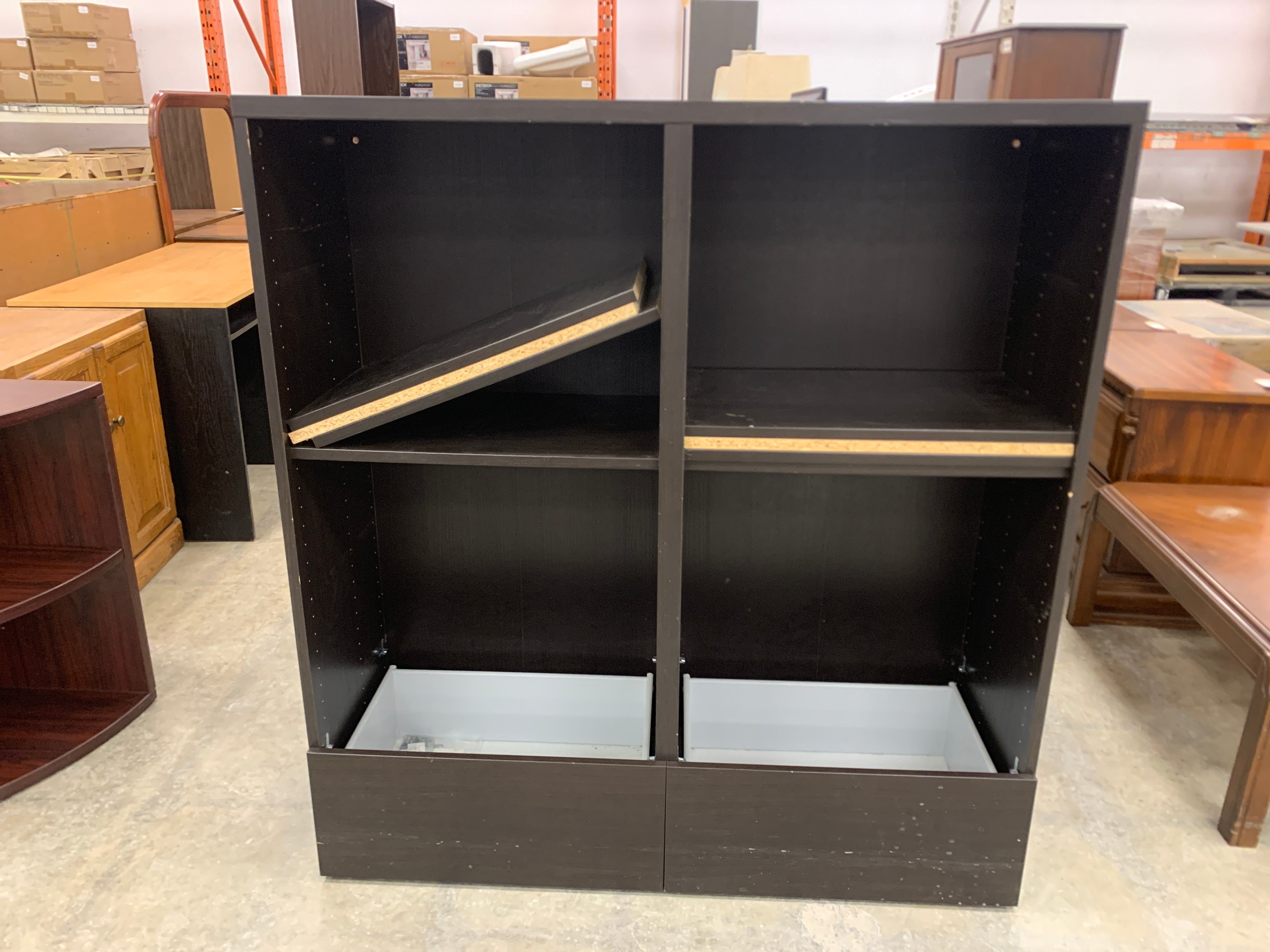 Brown Wooden Shelving Unit With 2 Drawers – Habitat ReStore GTA