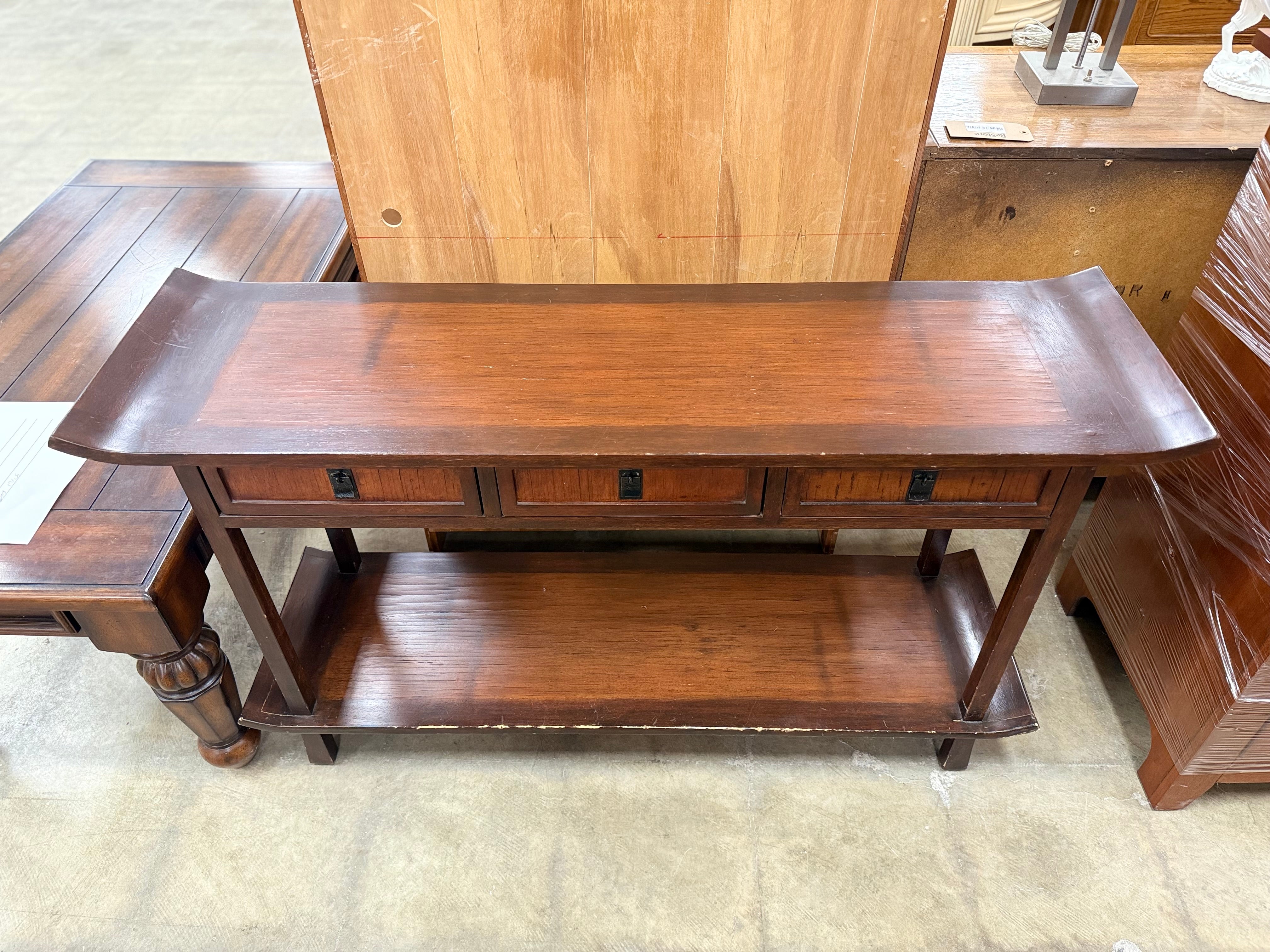 Light Brown and Dark Brown Wood Console Table – Habitat ReStore GTA