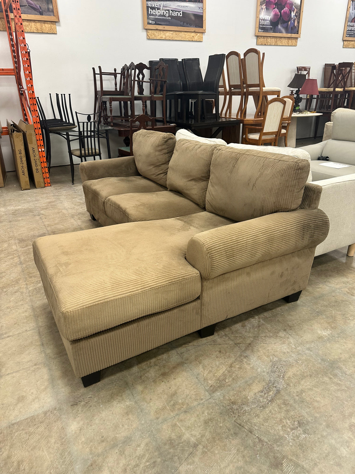 Olive Corduroy 2 - Piece Sectional Sofa – Habitat ReStore GTA