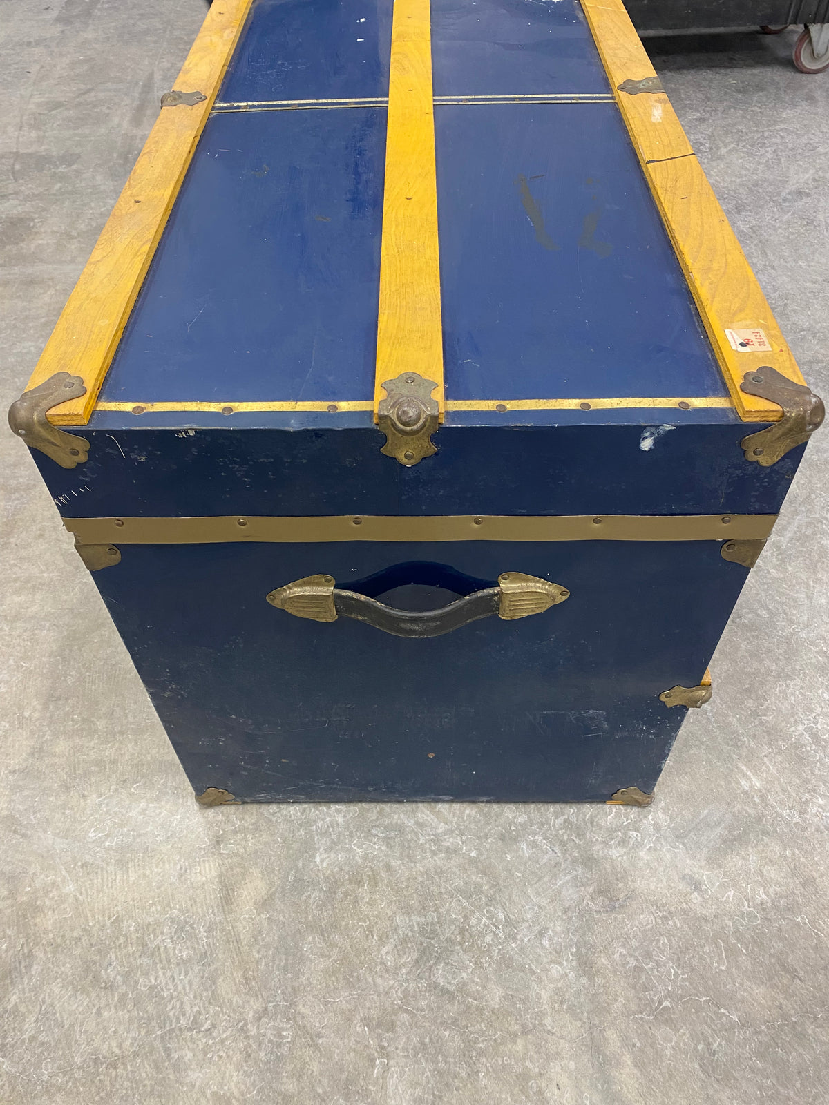 Vintage Blue Metal Steamer Trunk with Wood Slates – Habitat ReStore GTA