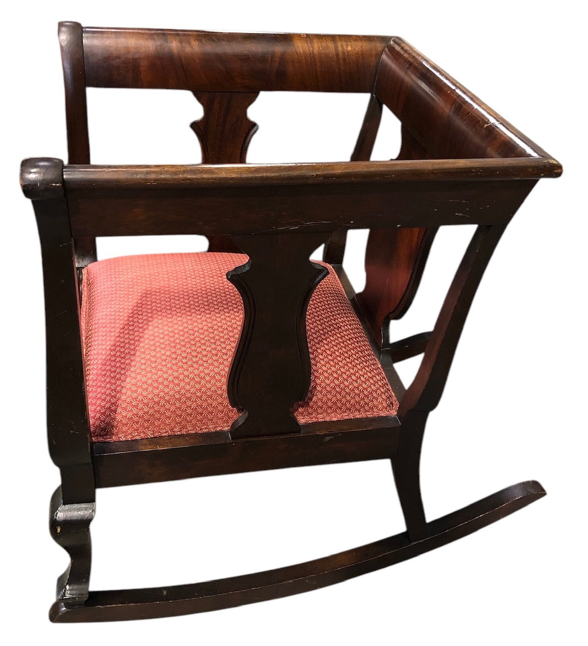 Wood Rocking Chair with Red Seat – Habitat ReStore GTA