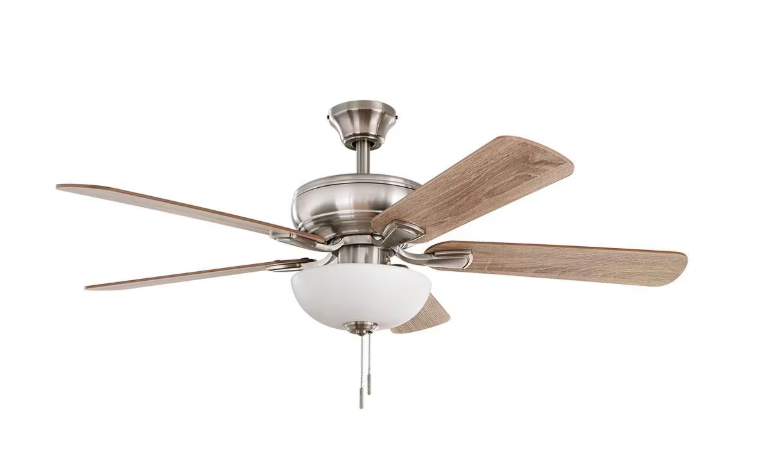 Hampton Bay Rothley II 52-inch Indoor Brushed Nickel Ceiling Fan with ...